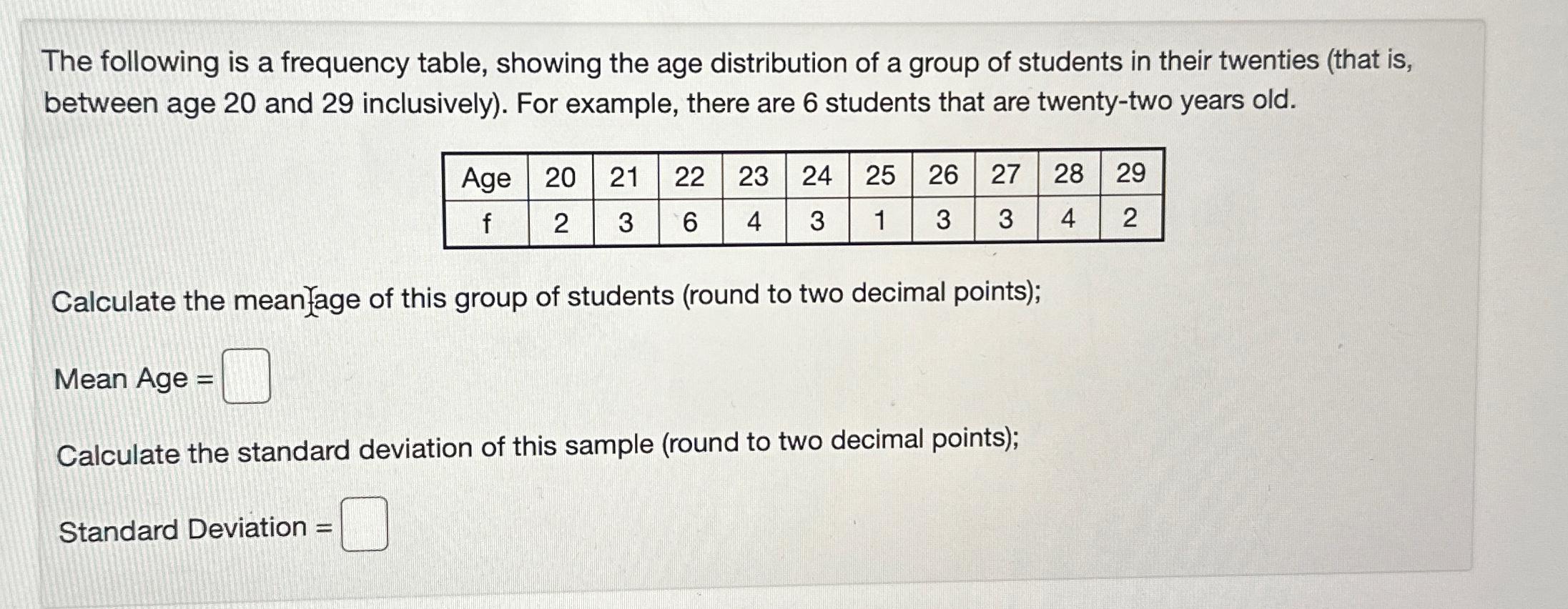 Solved The following is a frequency table, showing the age | Chegg.com