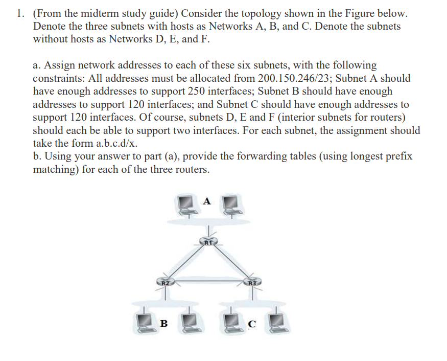 Solved (From the midterm study guide) ﻿Consider the topology | Chegg.com