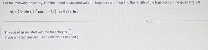 Solved For the following trajectory, find the speed | Chegg.com