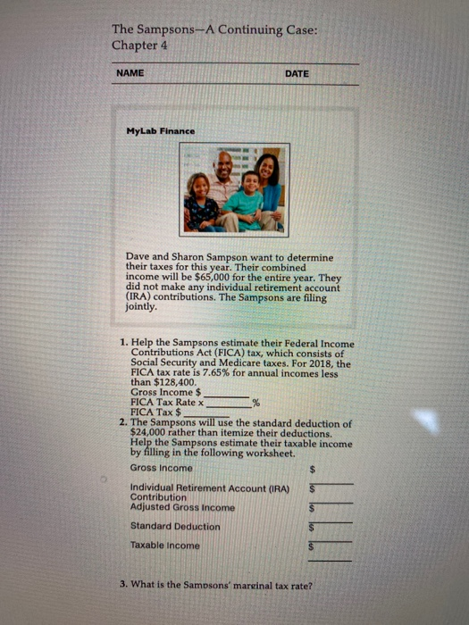 Solved The Sampsons-A Continuing Case: Chapter 4 NAME DATE | Chegg.com