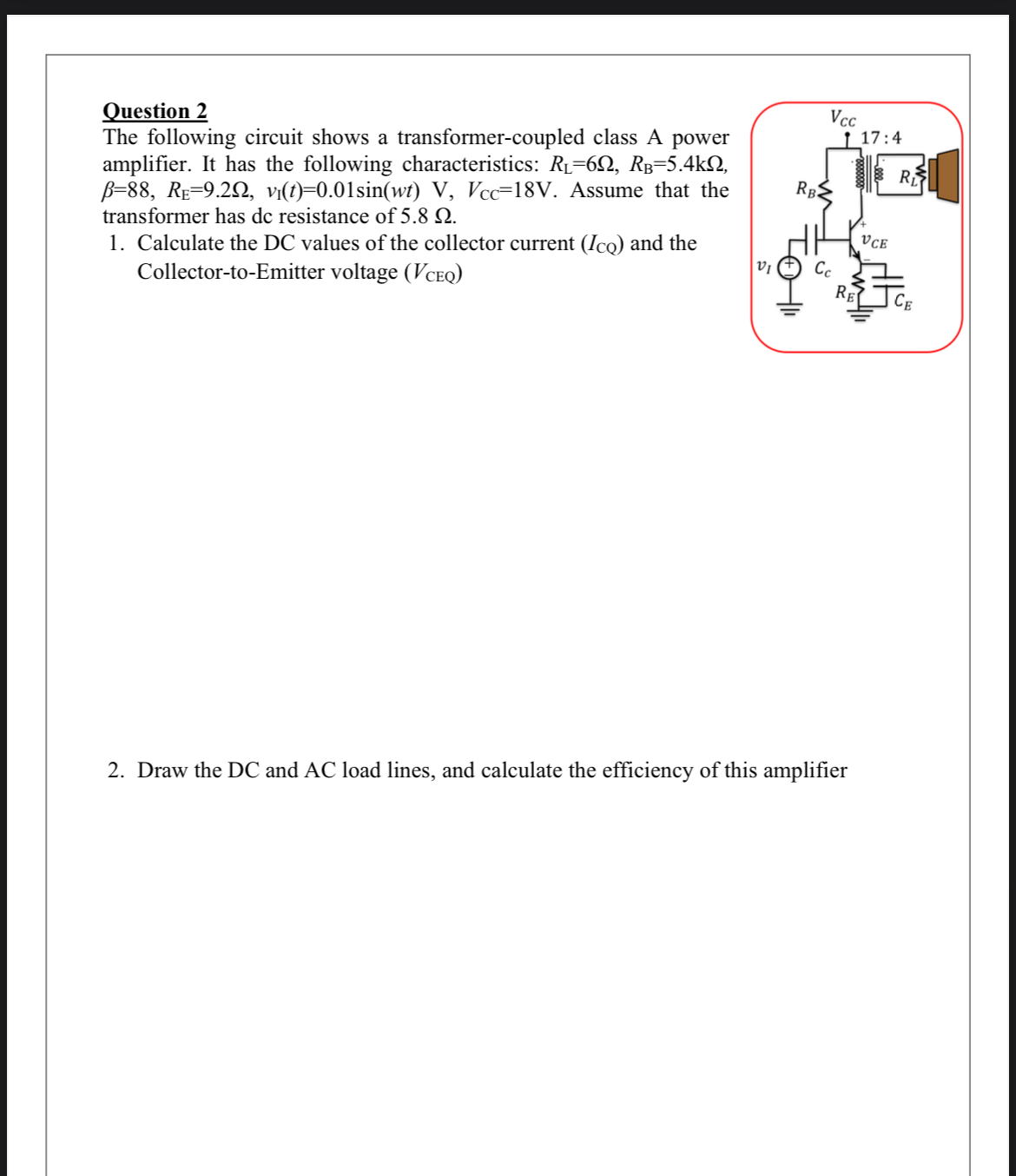 Solved Question 2The following circuit shows a | Chegg.com