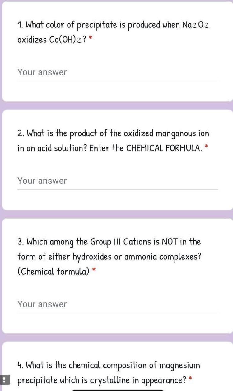 Solved 1. What color of precipitate is produced when Na2 02 | Chegg.com