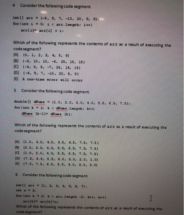 Solved 4 Consider The Following Code Segment Int Arv 2162