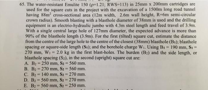 Solved 65. The water-resistant Emulite 150 (p=1.21: RWS-113) | Chegg.com