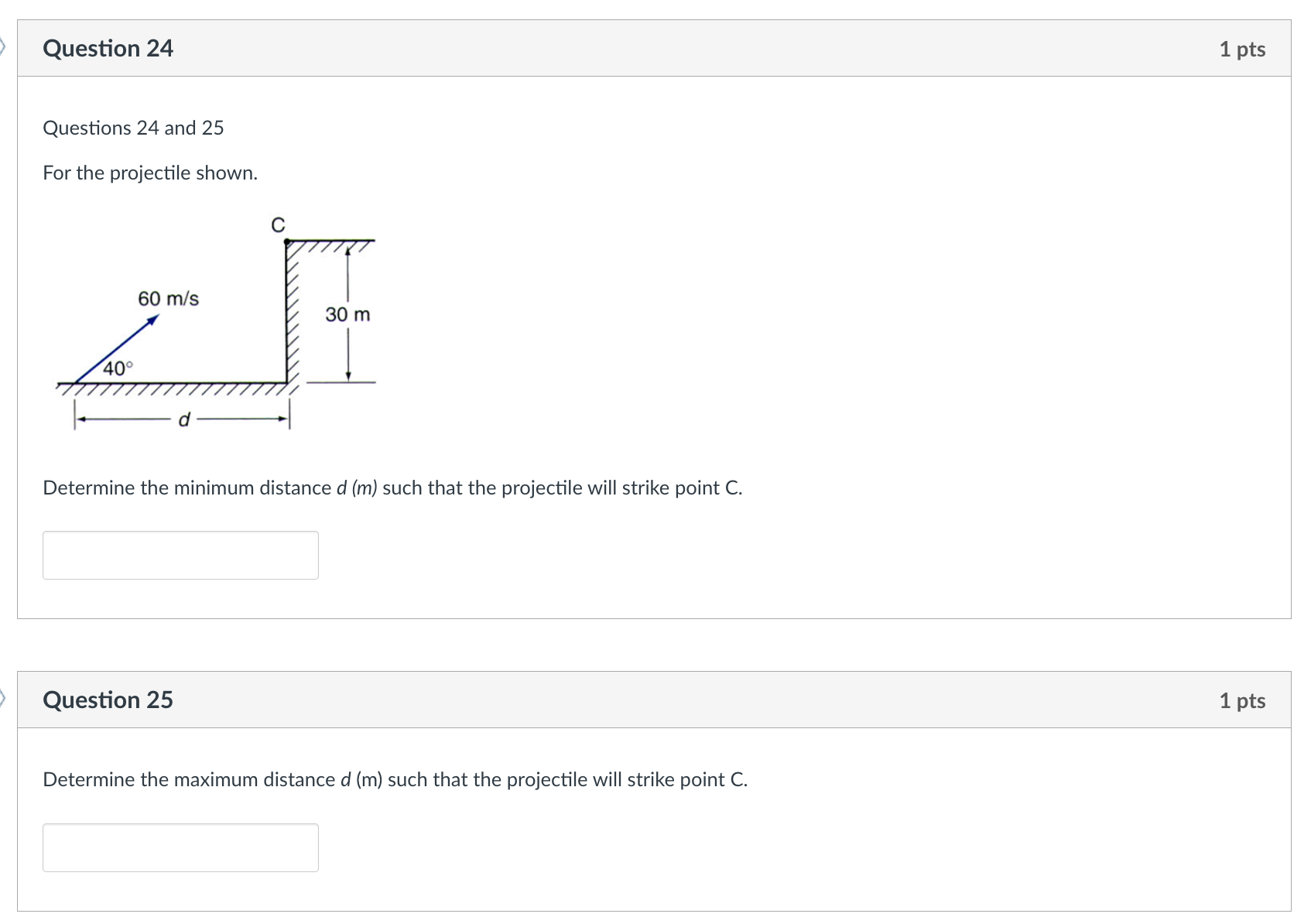 Solved For the projectile shown. Determine the minimum | Chegg.com