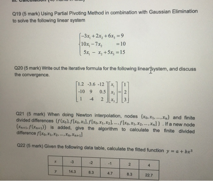 Solved Q22 (5 mark) Given the following data table, | Chegg.com