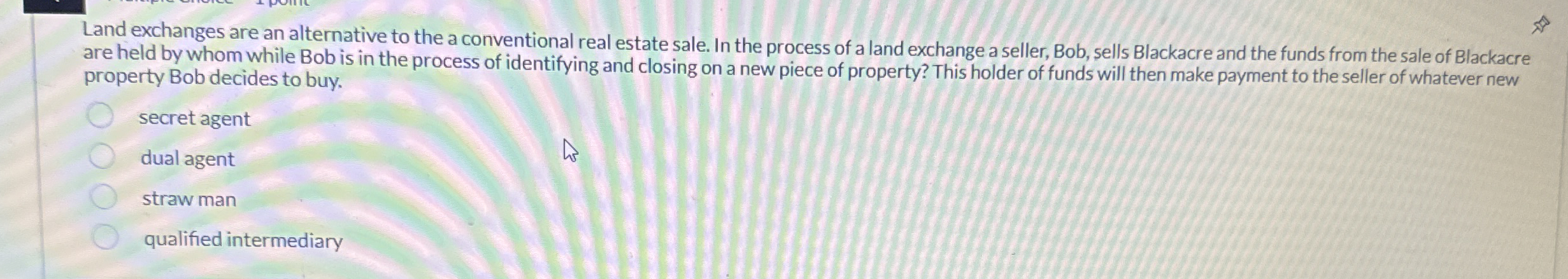 Solved Land exchanges are an alternative to the a | Chegg.com