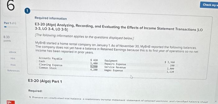 Solved Required information E3-20 (Algo) Analyzing, | Chegg.com