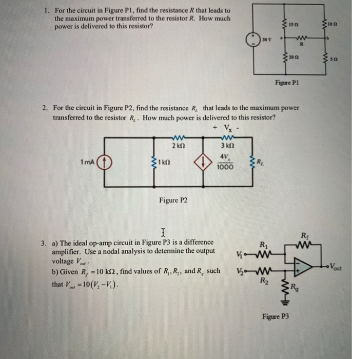 Solved 1. For the circuit in Figure P1, find the resistance | Chegg.com