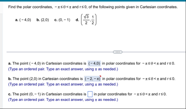 Solved Find the polar coordinates, -π≤θ