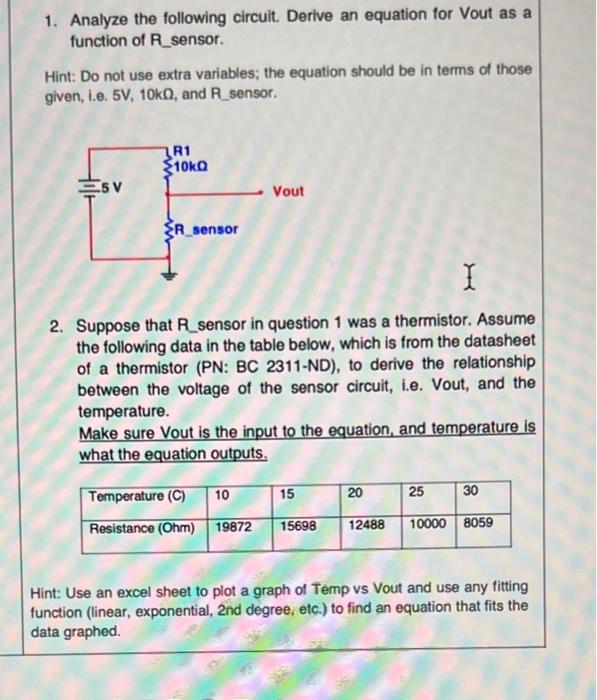 Solved 1. Analyze the following circuit. Derive an equation | Chegg.com