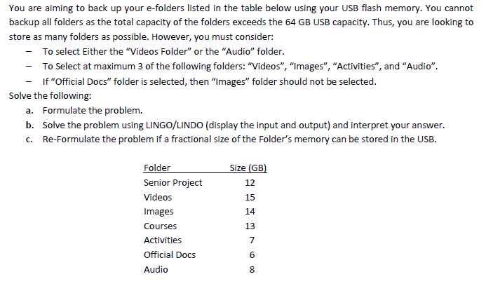 Solved You are aiming to back up your e-folders listed in | Chegg.com