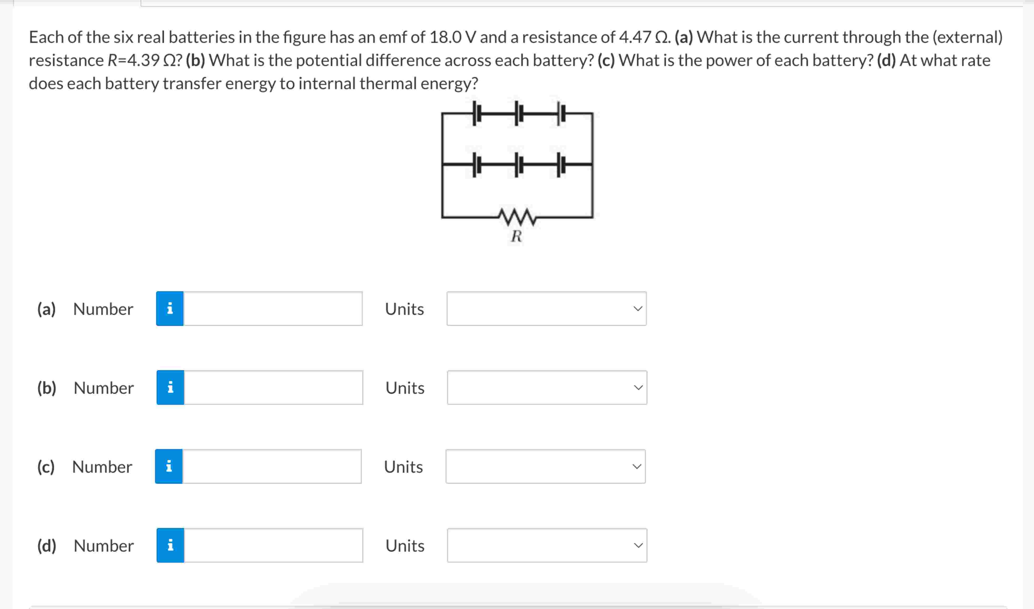 Solved Each of the six real batteries in the figure has an | Chegg.com