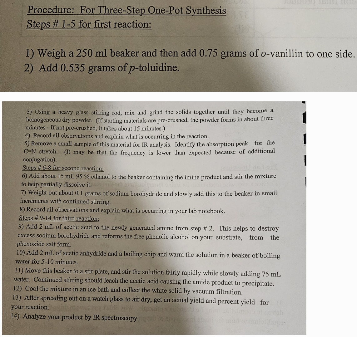 Solved Procedure: For Three-Step One-Pot SynthesisSteps # | Chegg.com