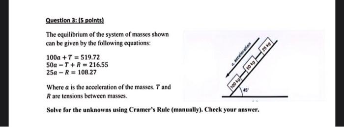 Solved Question 3: (5 points) The equilibrium of the system | Chegg.com