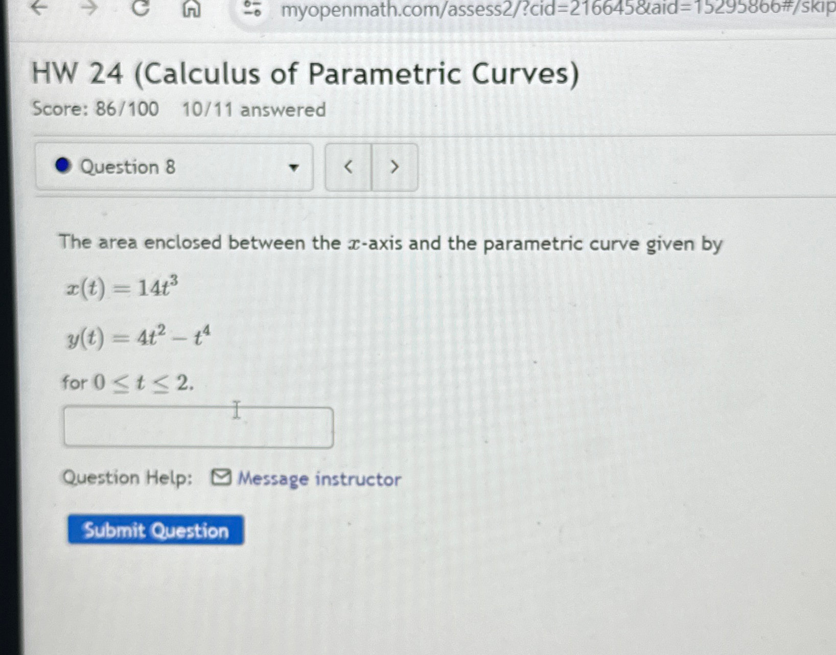 Solved HW 24 (Calculus of Parametric Curves)Score: | Chegg.com