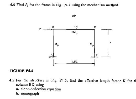 Solved 4.4 Find Pp for the frame in Fig. P4.4 using the | Chegg.com