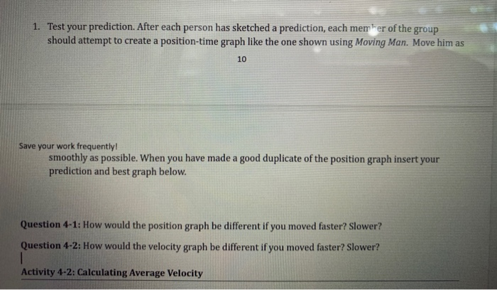 Solved 4-1: Predicting Velocity Graphs From Position Graphs | Chegg.com