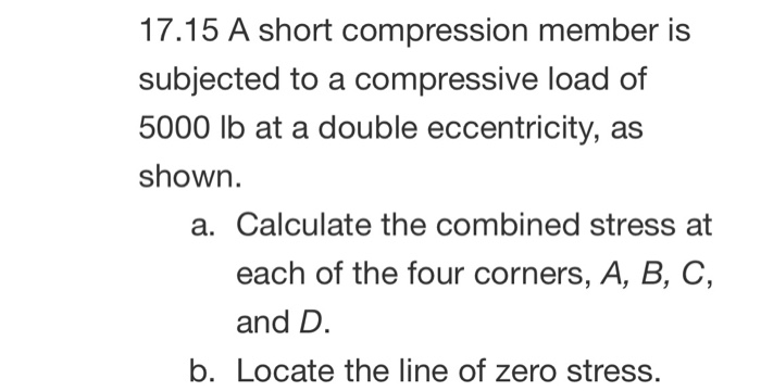 Solved 17.15 A short compression member is subjected to a | Chegg.com