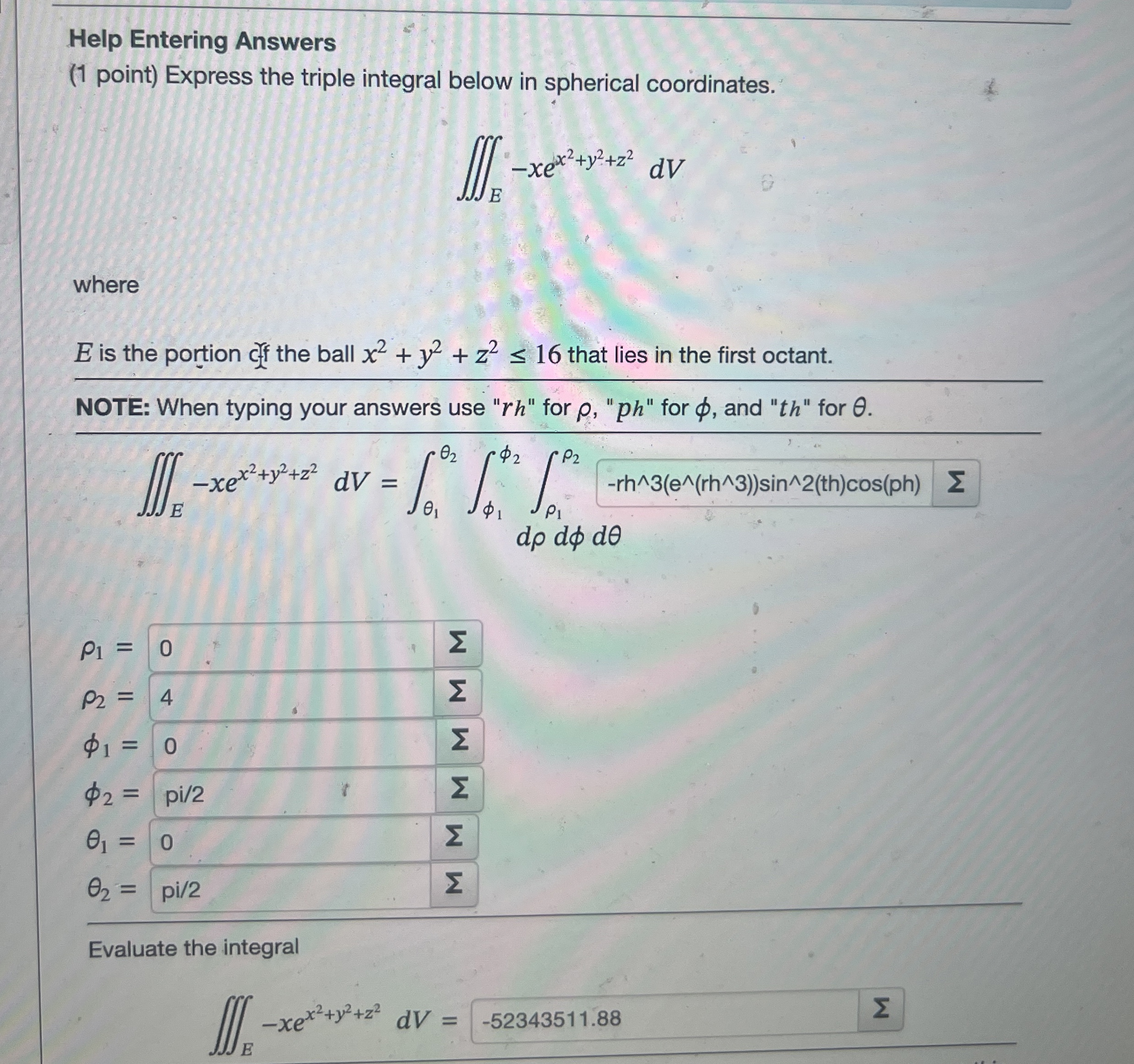 Solved by an EXPERT Help Entering Answers(1 ﻿point) ﻿Express the triple | Chegg.com