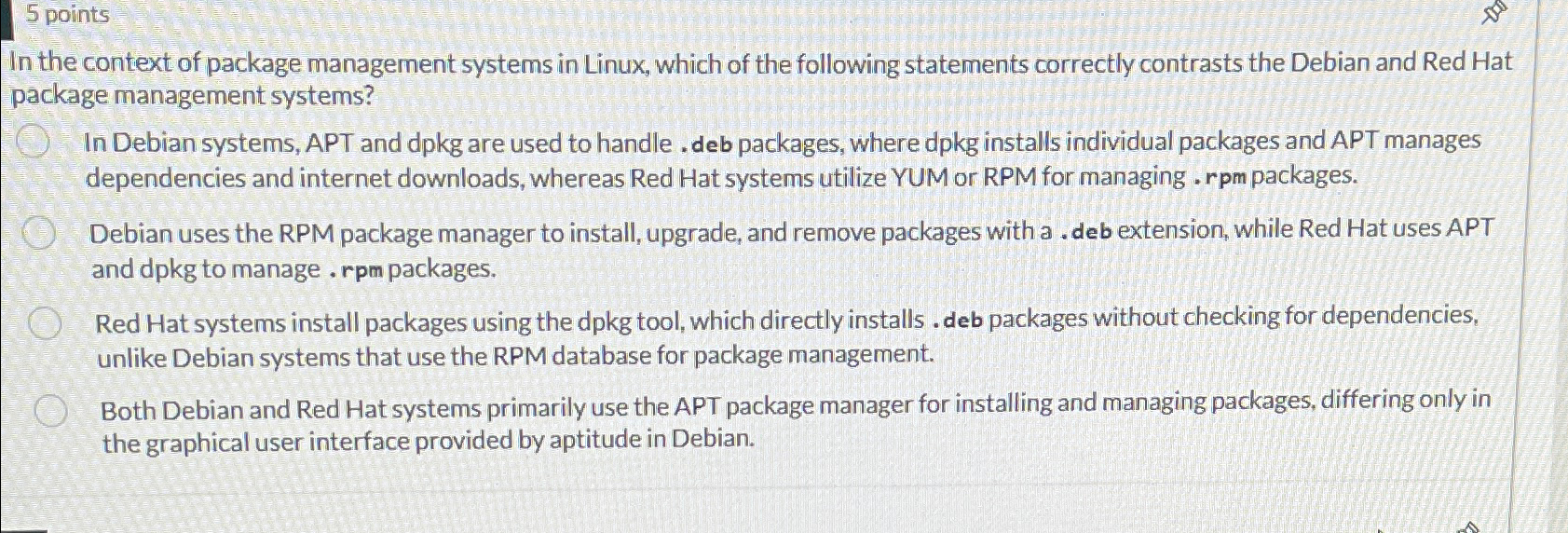 Solved 5 ﻿pointsIn the context of package management systems | Chegg.com