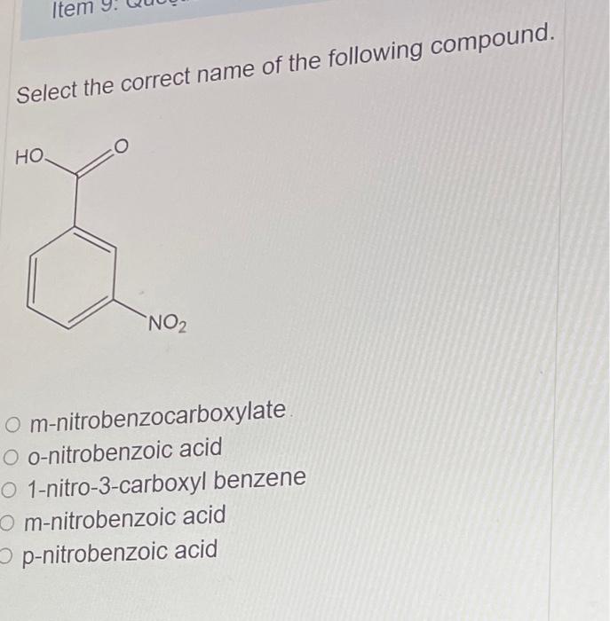 Solved Select the correct name of the following compound. | Chegg.com