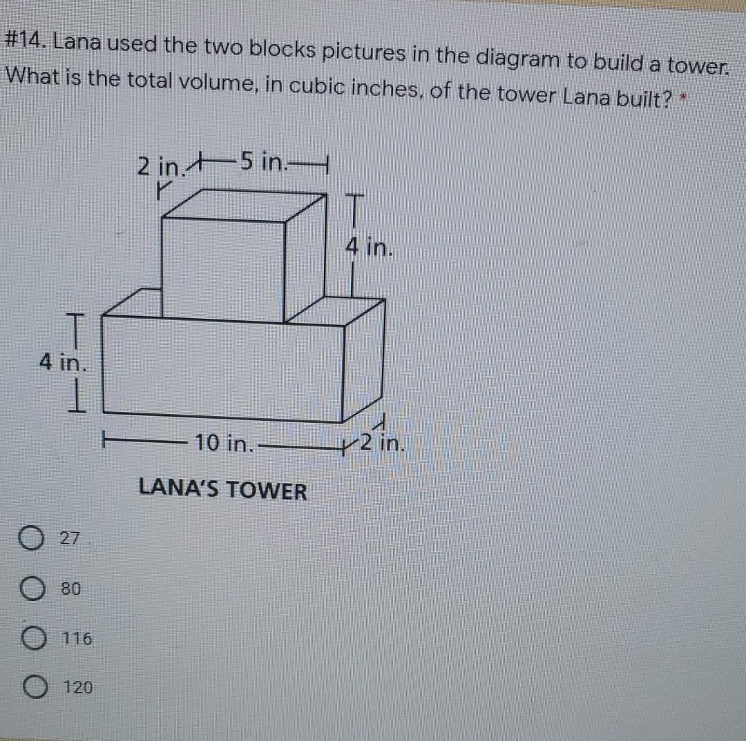 Solved #14. Lana used the two blocks pictures in the diagram | Chegg.com