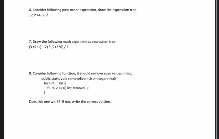 Solved 6. Consider following post-order expression, draw the | Chegg.com