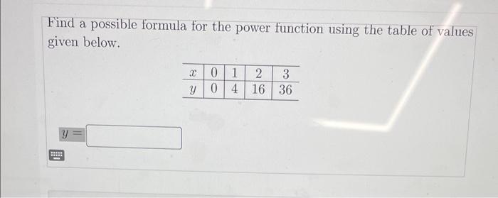 Solved Find a possible formula for the power function using | Chegg.com