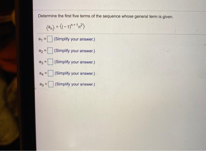 Solved Determine the first five terms of the sequence whose | Chegg.com
