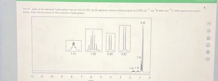 Solved The M peak of an unknown hydrocarbon has an m/z of | Chegg.com