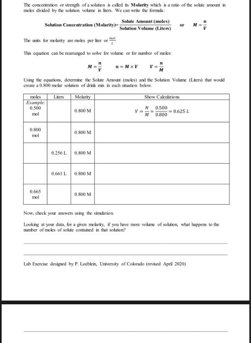 The concentration or strength of a solution is called | Chegg.com