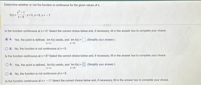 Solved Determine whether or not the function is continuous | Chegg.com
