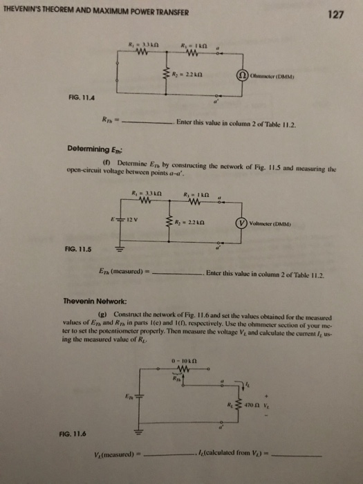 Solved THEVENIN'S THEOREM AND MAXIMUM POWER TRANSFER 125 | Chegg.com