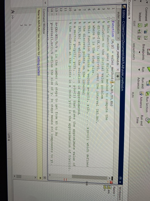 Euler's method and Introduction to MATLAB.docx - | Chegg.com