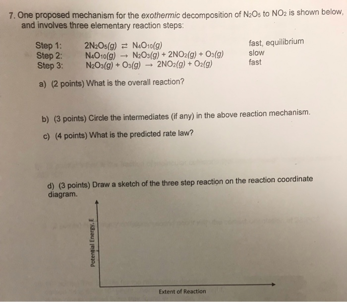 Solved 7. One proposed mechanism for the exothermic | Chegg.com