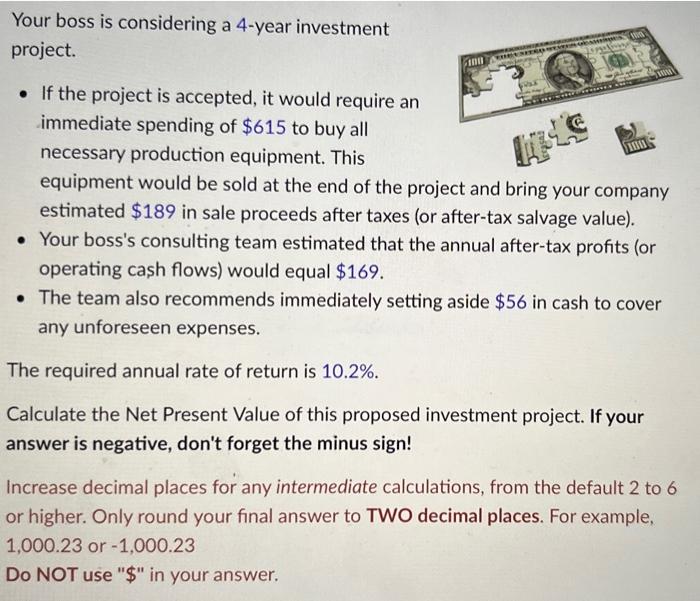 Solved project. - If the project is accepted, it would | Chegg.com