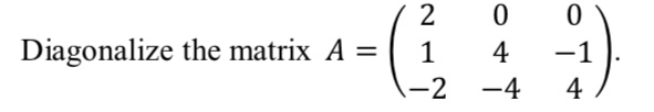 Diagonalize the matrix | Chegg.com