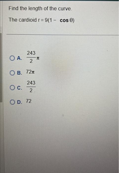 Solved Find the length of the curve. The cardioid | Chegg.com