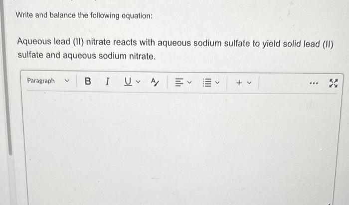 Solved Write and balance the following equation: Aqueous | Chegg.com