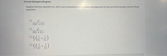 Solved Suppose that two capacitors (C1 and C2) are connected | Chegg.com