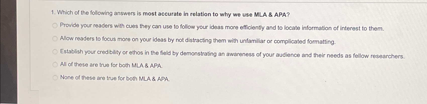 Solved Which of the following answers is most accurate in | Chegg.com