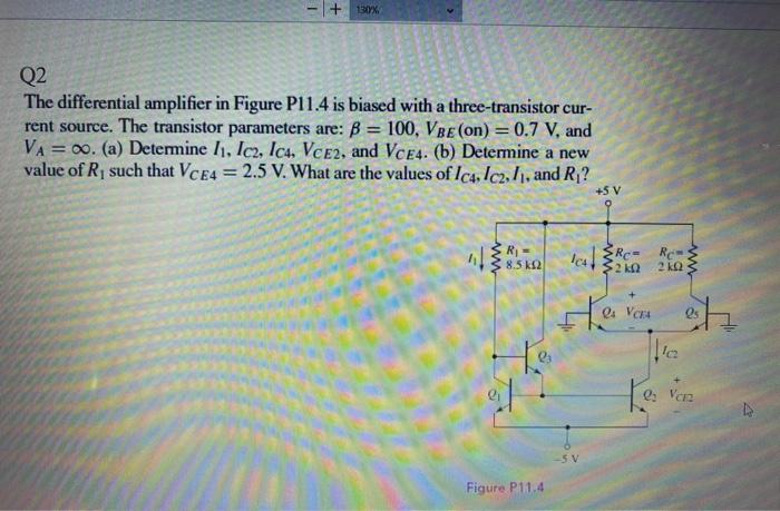 Solved Q1 Consider the differential amplifier shown in | Chegg.com