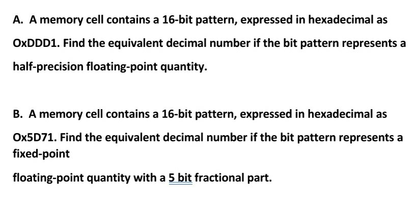 Solved A. A memory cell contains a 16-bit pattern, expressed | Chegg.com
