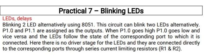 Solved Practical 7 - Blinking LEDs LEDs, delays Blinking 2 | Chegg.com