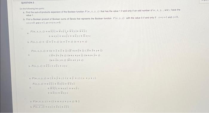 Solved Do the following two parts a. Find the sum-otproducts | Chegg.com