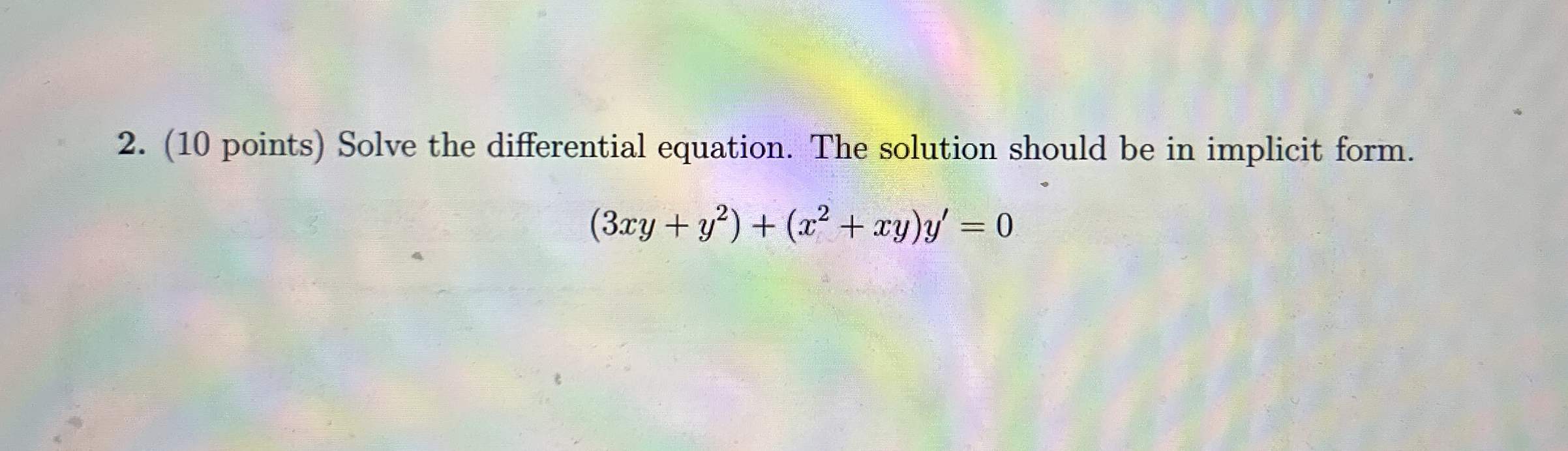Solved (10 ﻿points) ﻿Solve the differential equation. The | Chegg.com