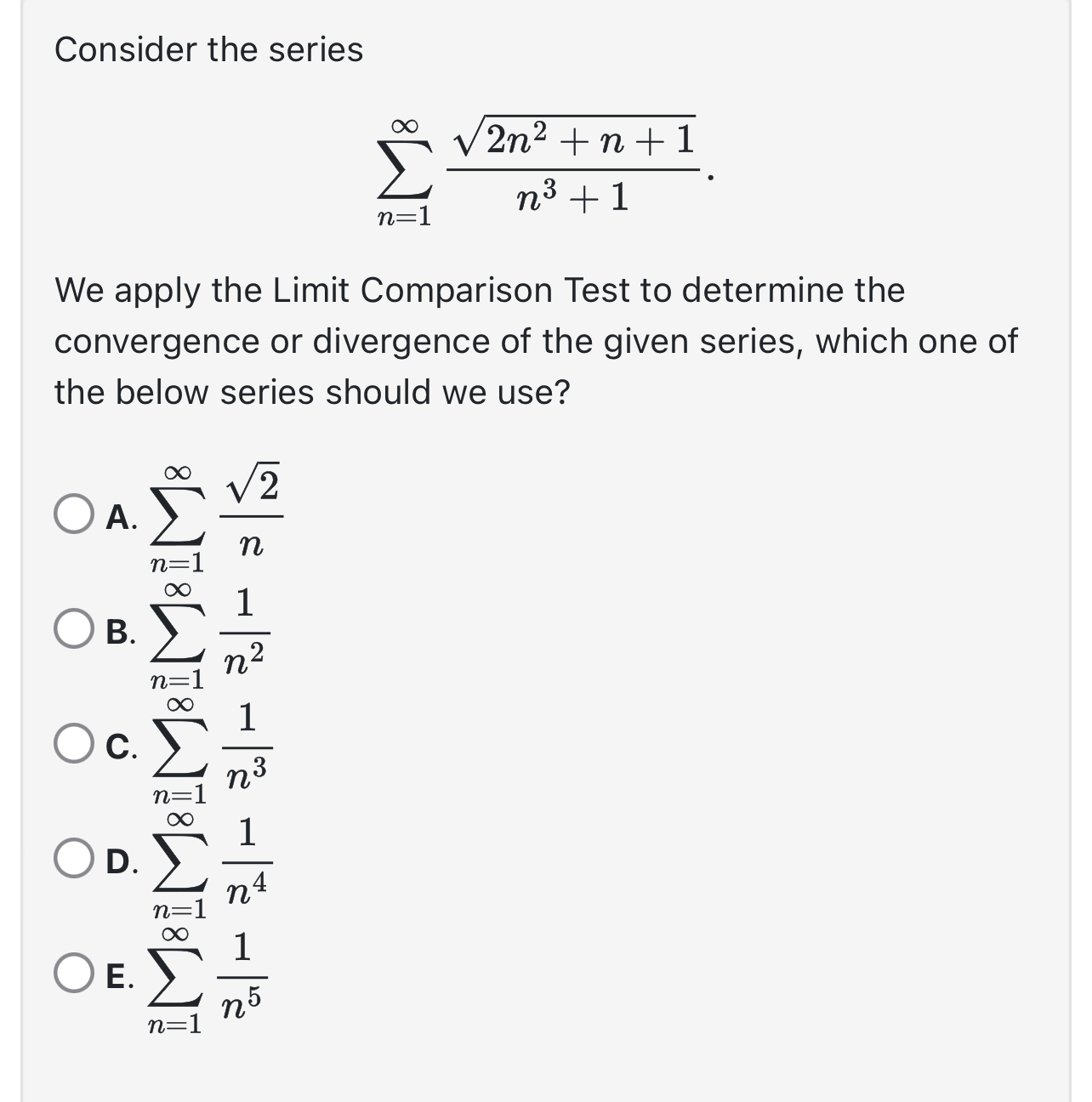 Solved Consider the series∑n=1∞2n2+n+12n3+1.We apply the | Chegg.com