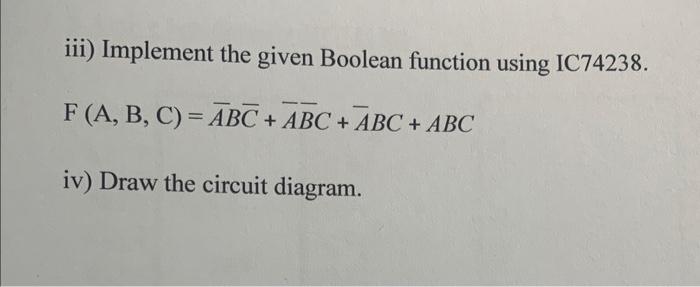 Solved Iii Implement The Given Boolean Function Using 9197