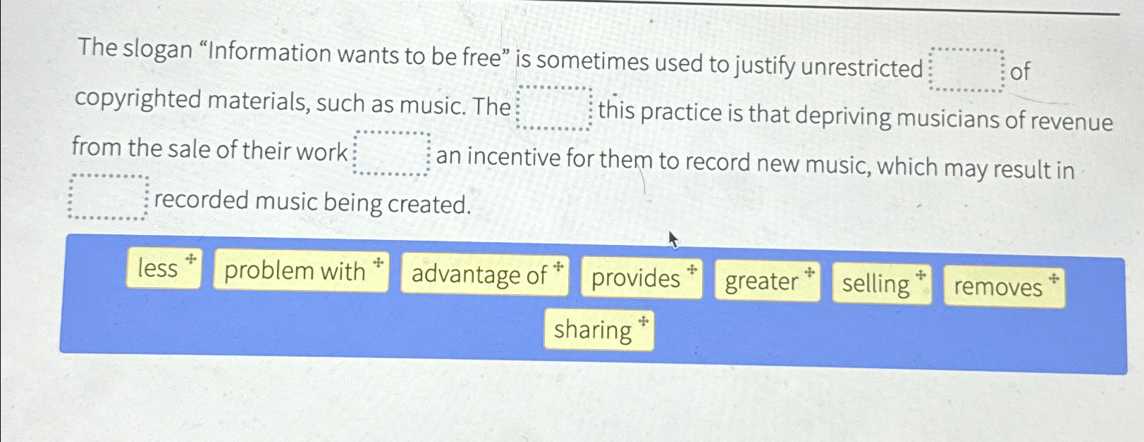 Solved The slogan "Information wants to be free" is | Chegg.com